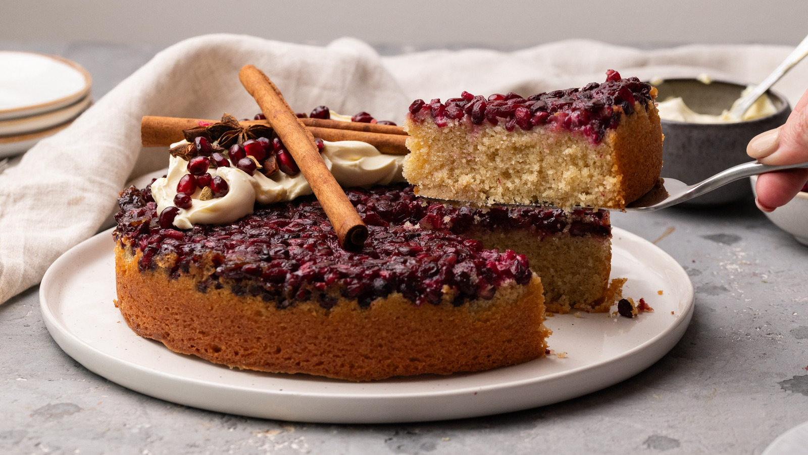 Autumn-Spiced Pomegranate Upside Down Cake Recipe