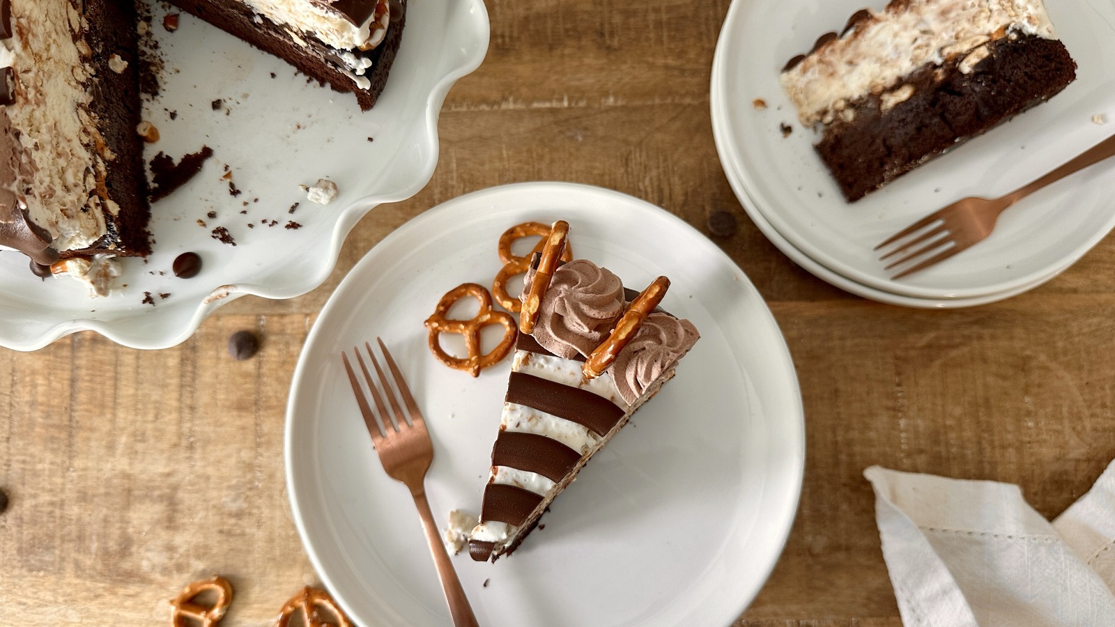 Chocolate-Covered Pretzel Ice Cream Cake Recipe