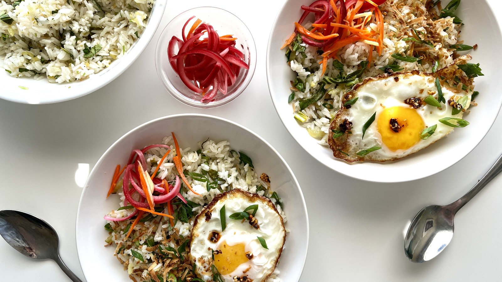 Coconut Rice With Bok Choy And Fried Eggs Recipe