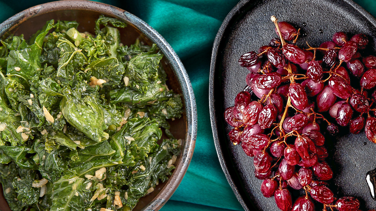 Fried Grapes Give Sauteed Kale A Crispy Burst Of Sweet Flavor