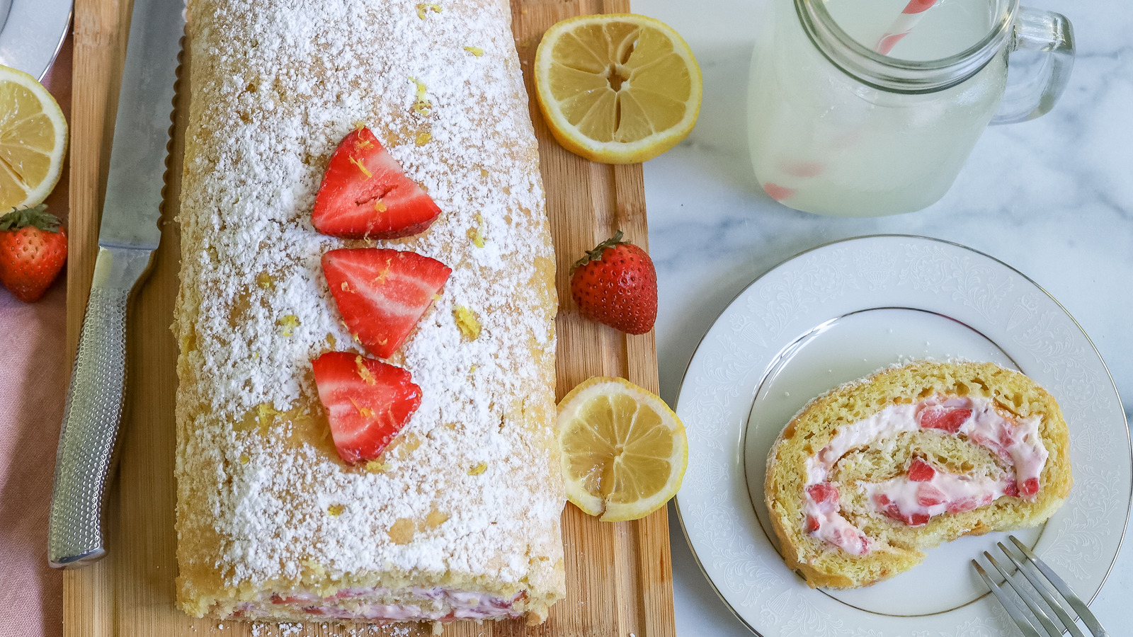 Strawberry Lemonade Swiss Roll Recipe