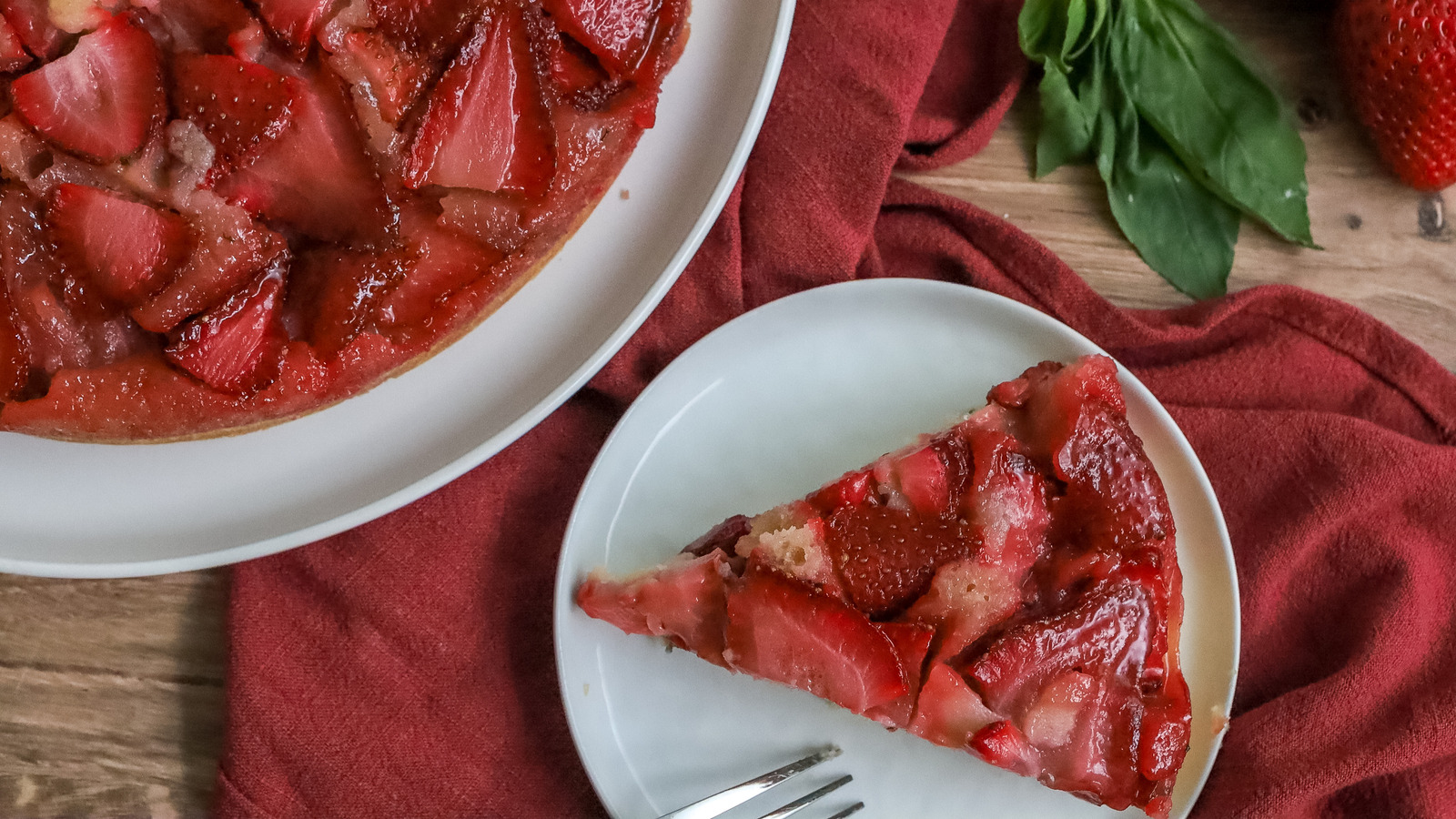 Summery Strawberry Basil Upside-Down Cake Recipe