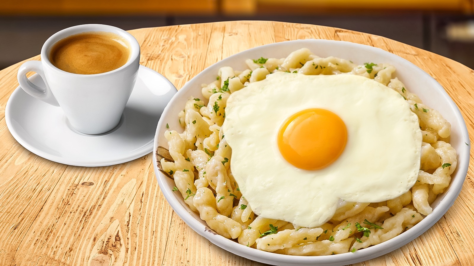 Top Buttered Noodles With A Fried Egg For A Hearty Pasta Breakfast