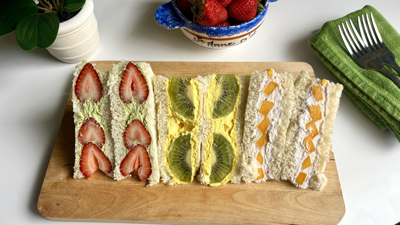 Trio Of Colorful Japanese Fruit Sandwiches