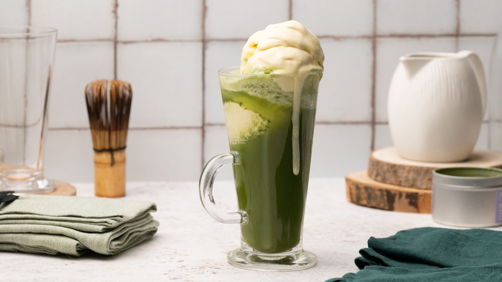 Vanilla Matcha Ice Cream Floats Recipe